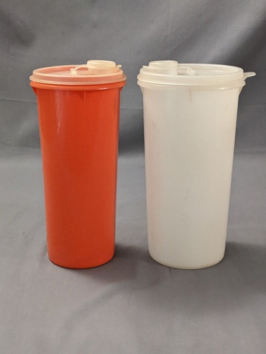 Vintage Tupperware Handolier Quart Pitchers Set of 2 Orange and Clear ...
