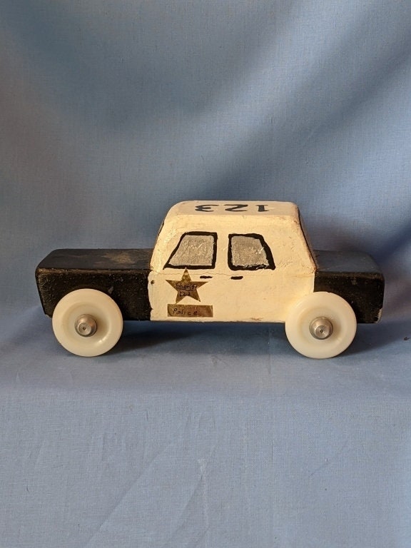 Vintage Pinewood Derby Toy Cars Set of 2 Race Car and Police Car - Etsy