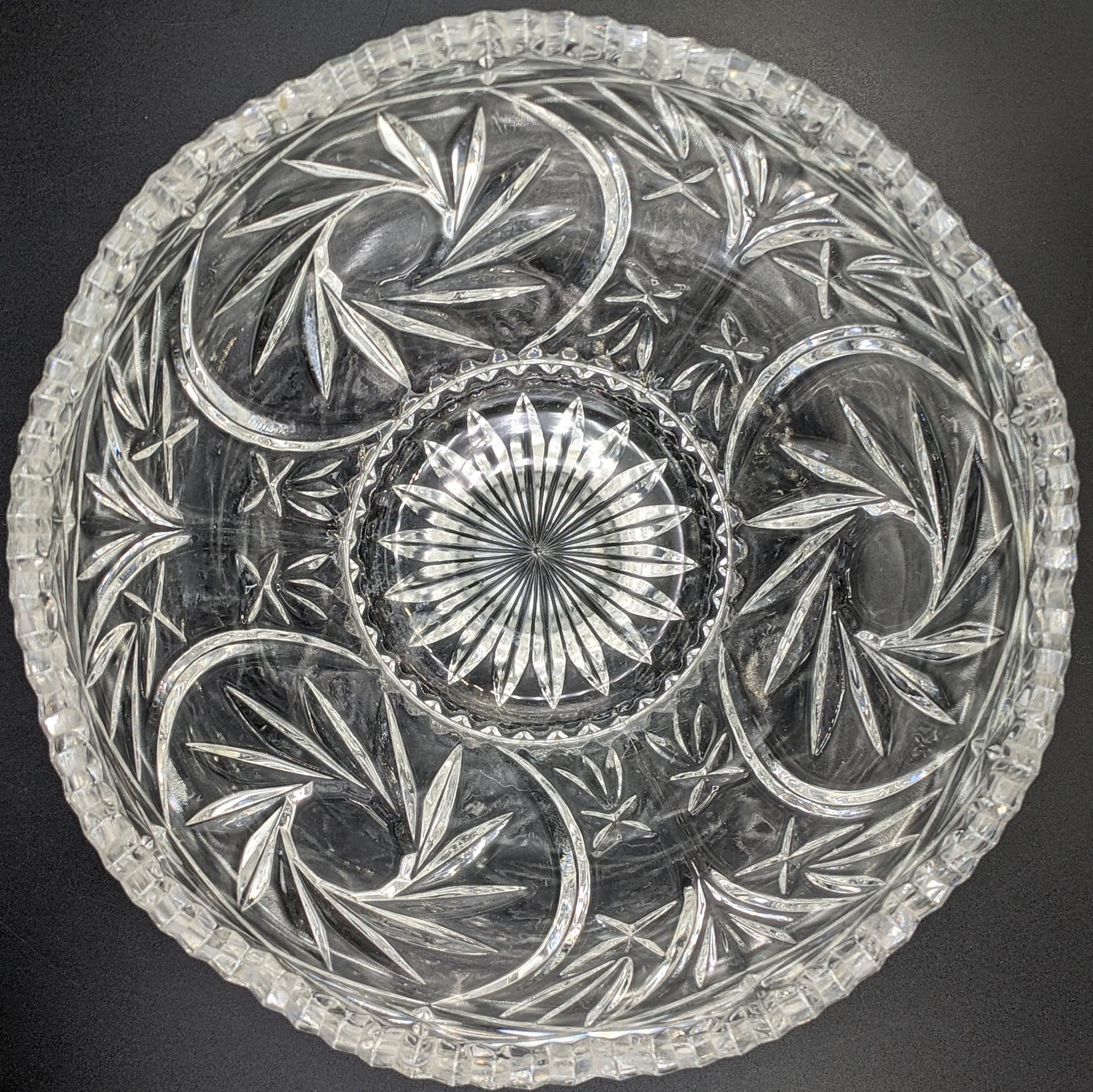 1940's Vintage Lead Crystal Footed Bowl With Sawtooth Edge Hobstar ...