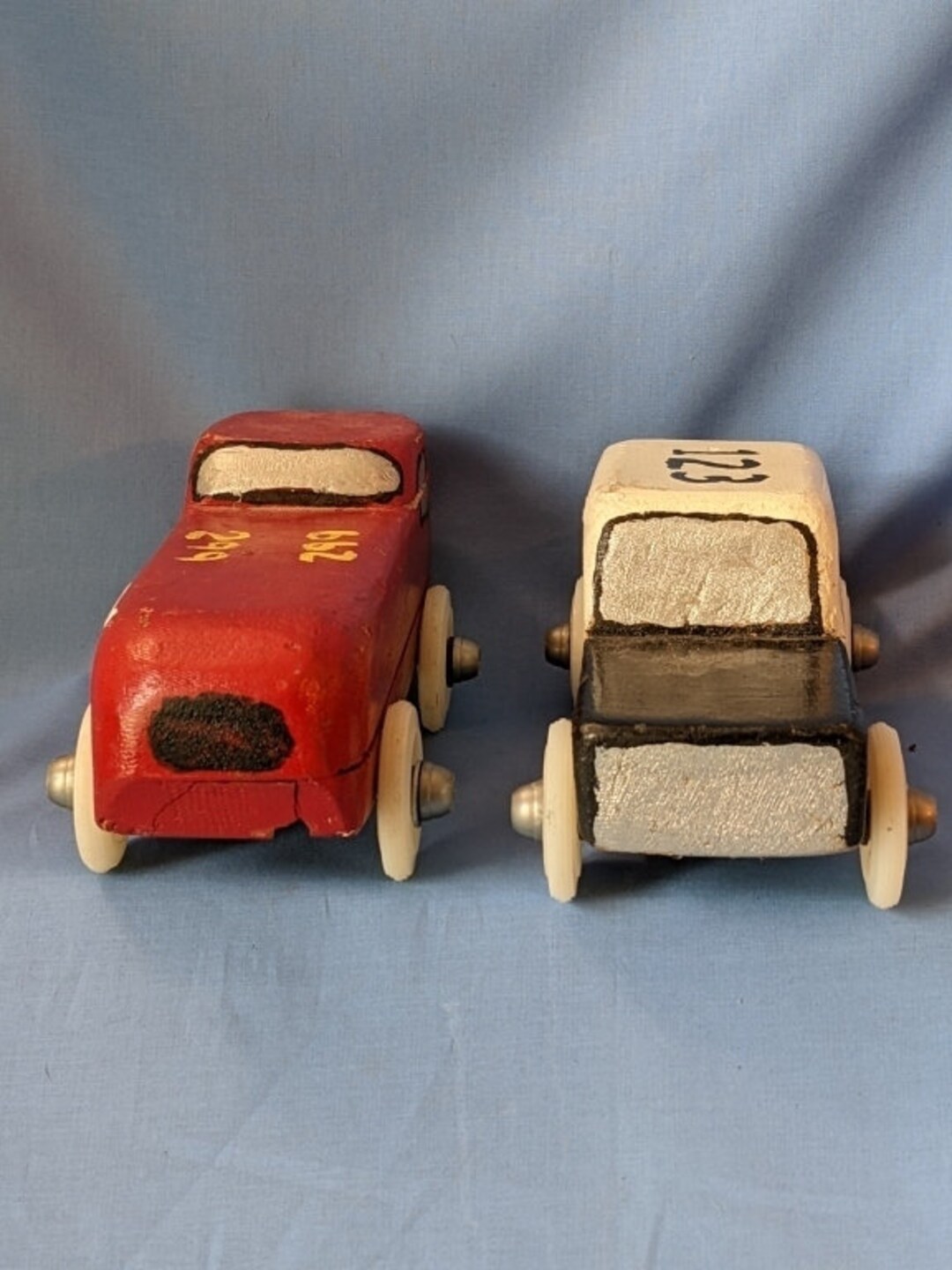 Vintage Pinewood Derby Toy Cars Set of 2 Race Car and Police Car - Etsy