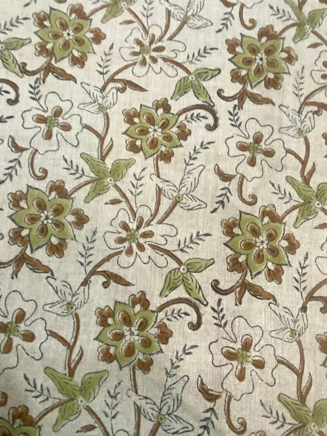 Holly Block Print Linen Fabric - Etsy