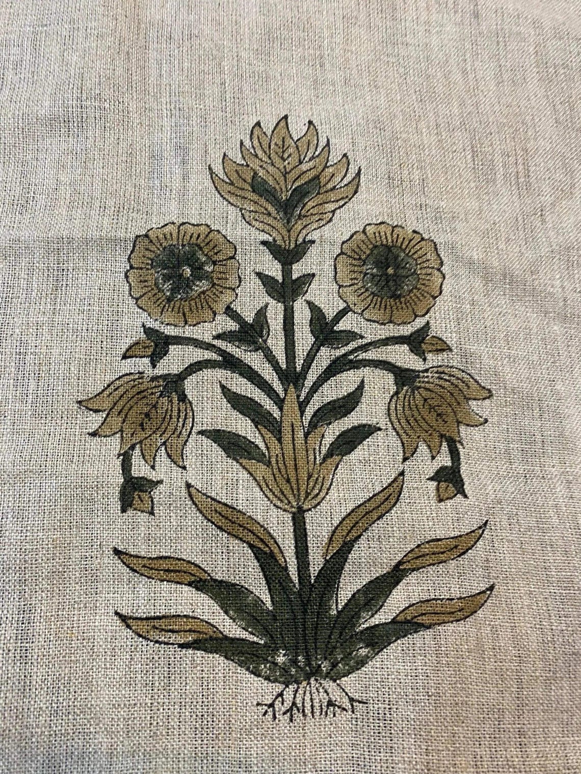 Marigold Hand Block Print Linen Fabric - Etsy