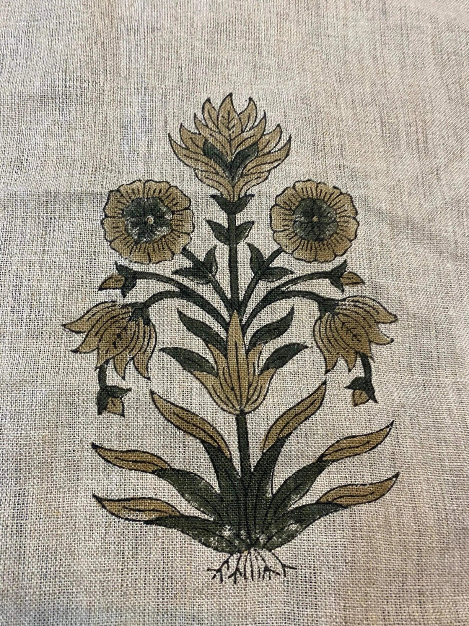 Marigold Hand Block Print Linen Fabric - Etsy