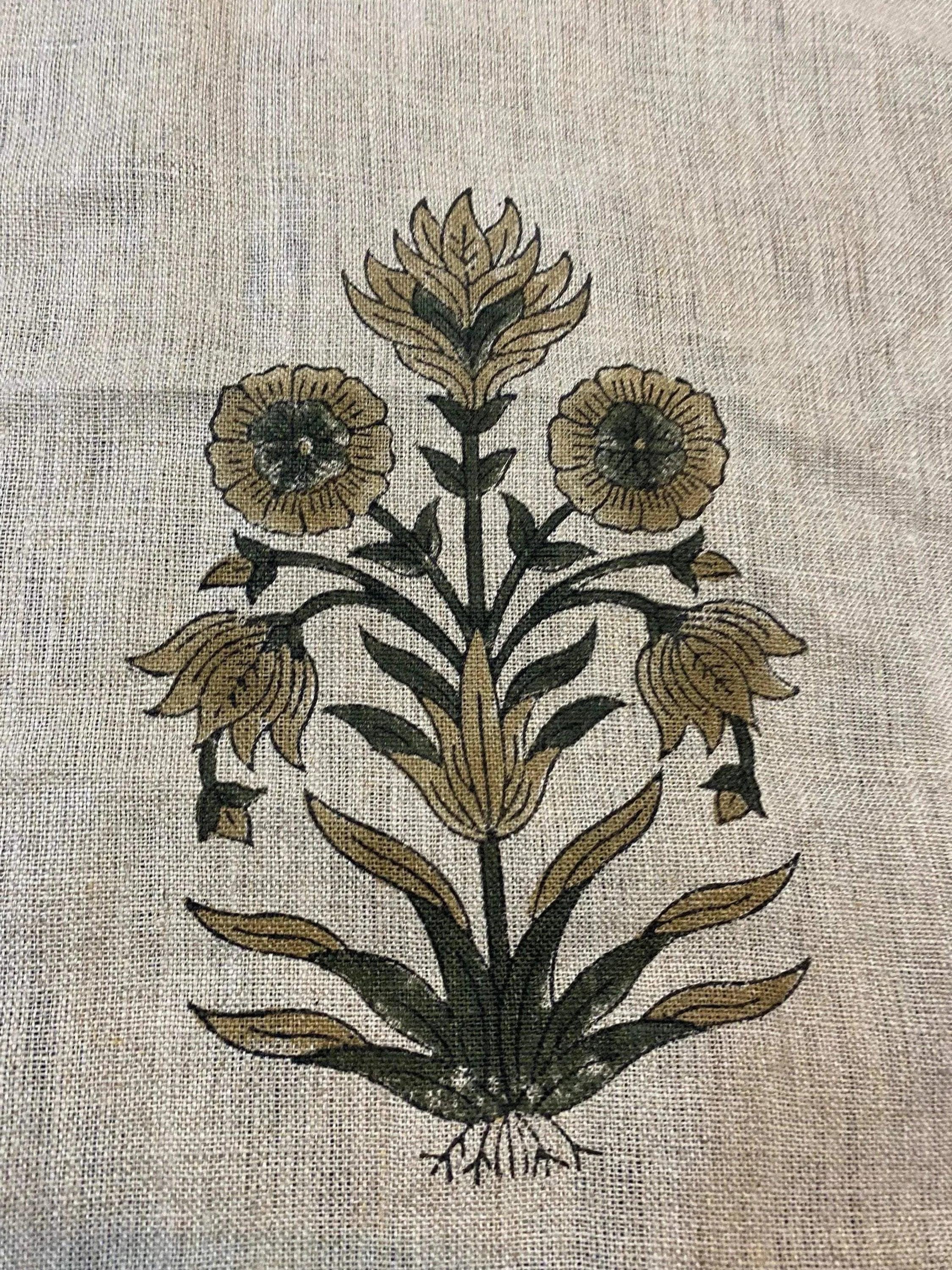 Marigold Hand Block Print Linen Fabric - Etsy