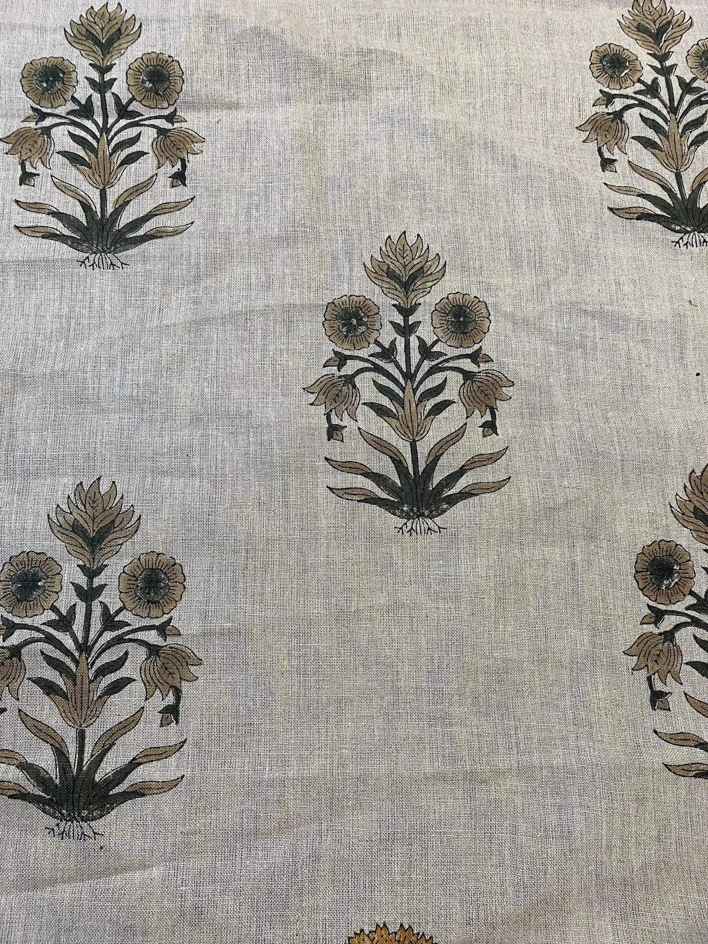 Marigold Hand Block Print Linen Fabric - Etsy