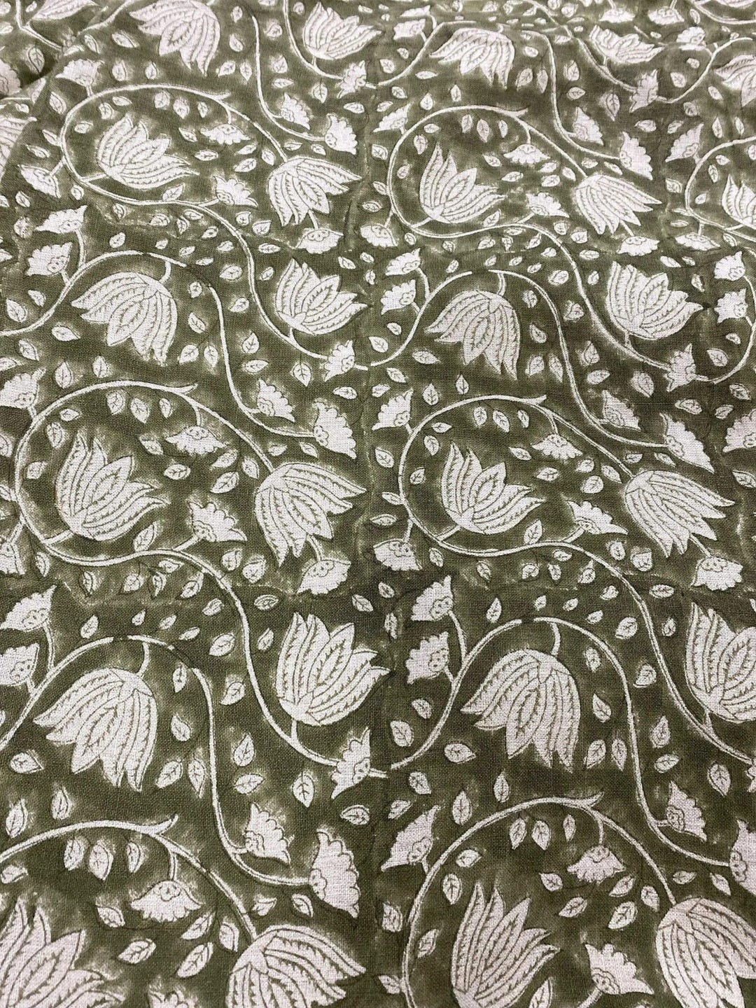 Sage Green Misty Hand Block Print Fabric for Upholstery - Etsy