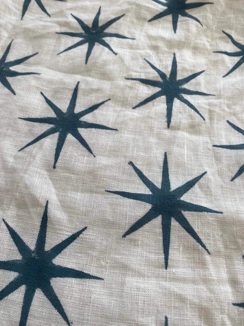 Lou Indian Hand Block Print Linen Fabric - Etsy