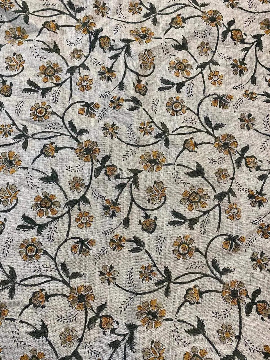 Liam Hand Block Printed Linen Fabric by Yard, Handloom Linen for Home ...