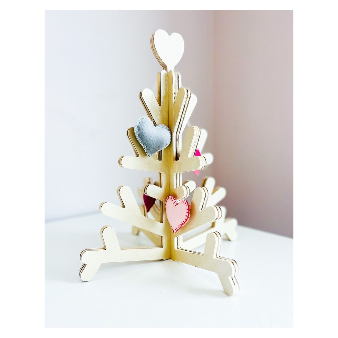 Medium Modern Wood Tabletop Tree, Valentine's Day Decor, Christmas Tree ...