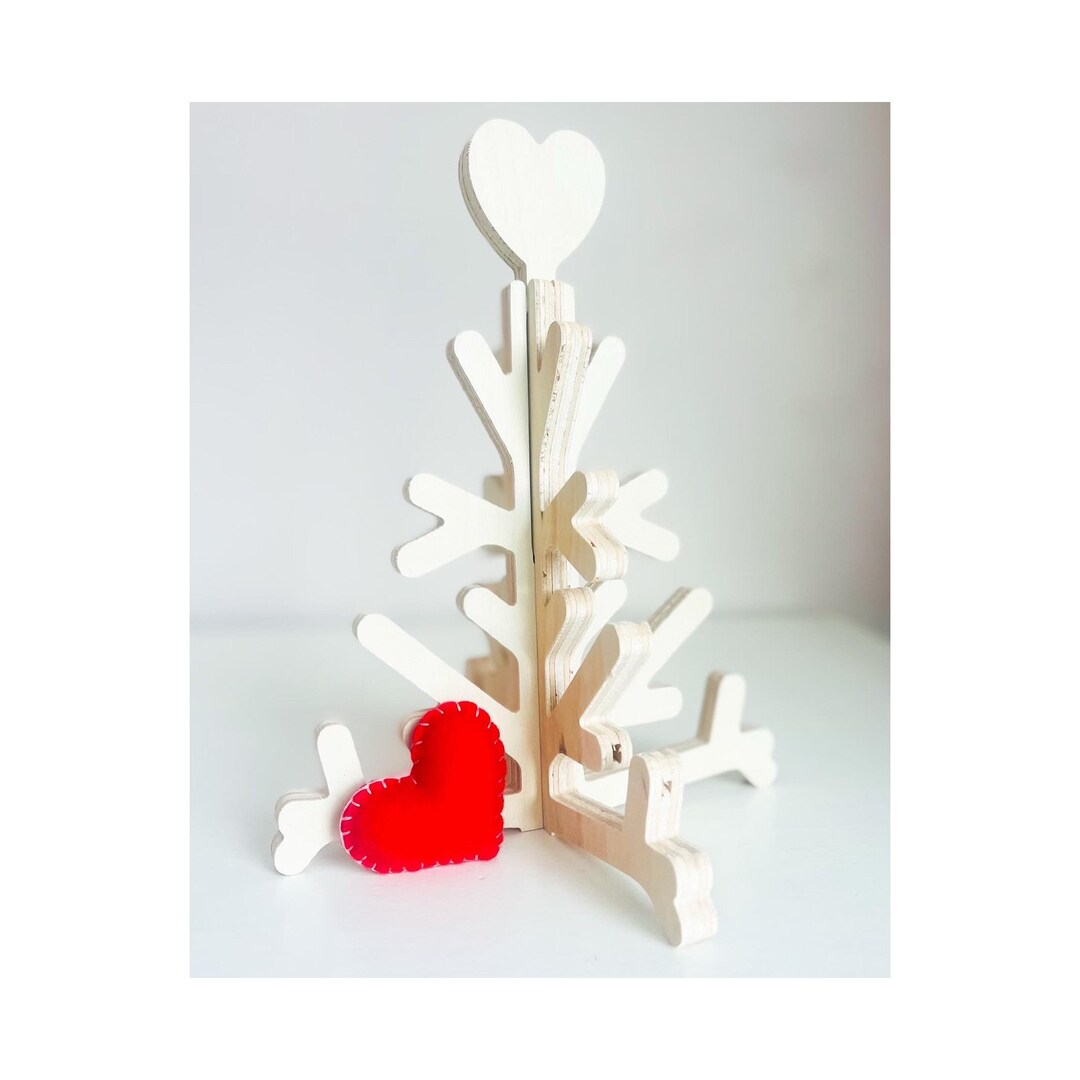 Small Modern Wood Tabletop Tree, Valentine's Day Decor, Christmas Tree ...