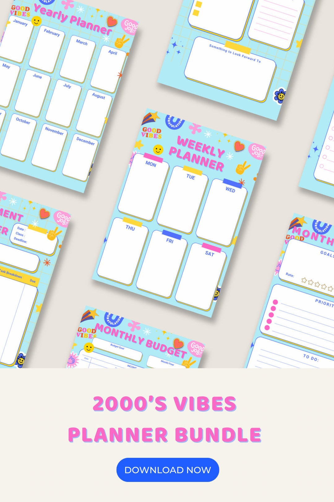 2000s Vibes Digital Planner Bundle, Printable Planner Bundle ...