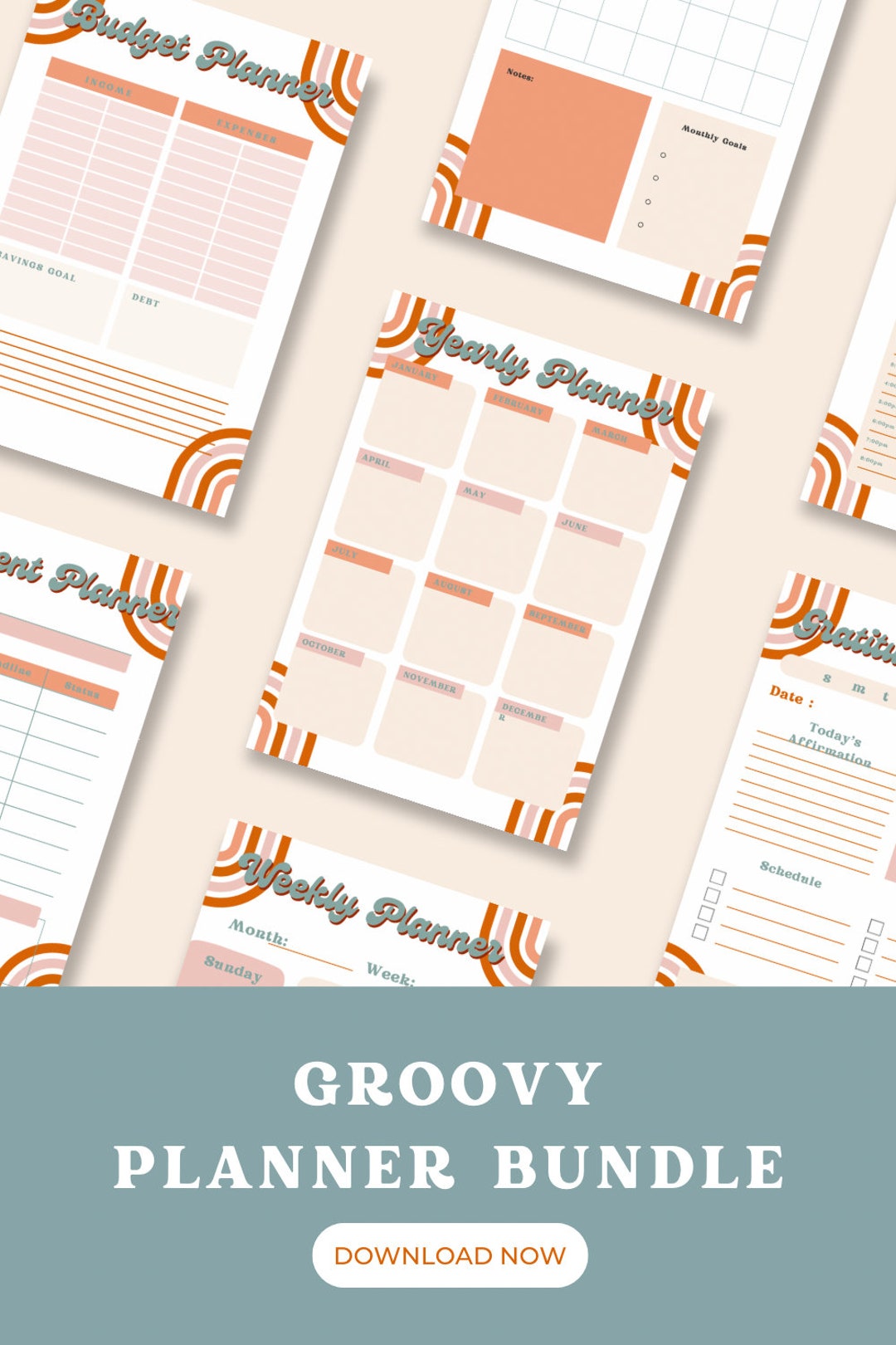 Groovy Digital Planner Bundle, Goodnotes Planner, iPad Planners ...
