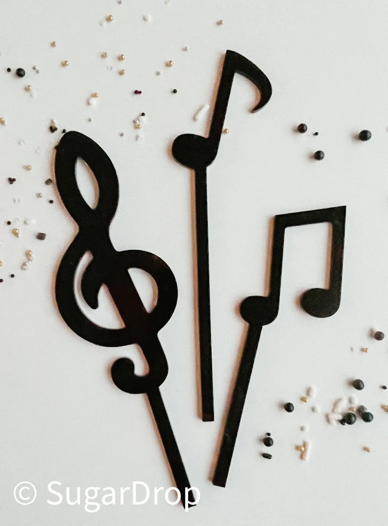 Black Acrylic Music Note Cake Toppers Set of 3 Designs - Etsy