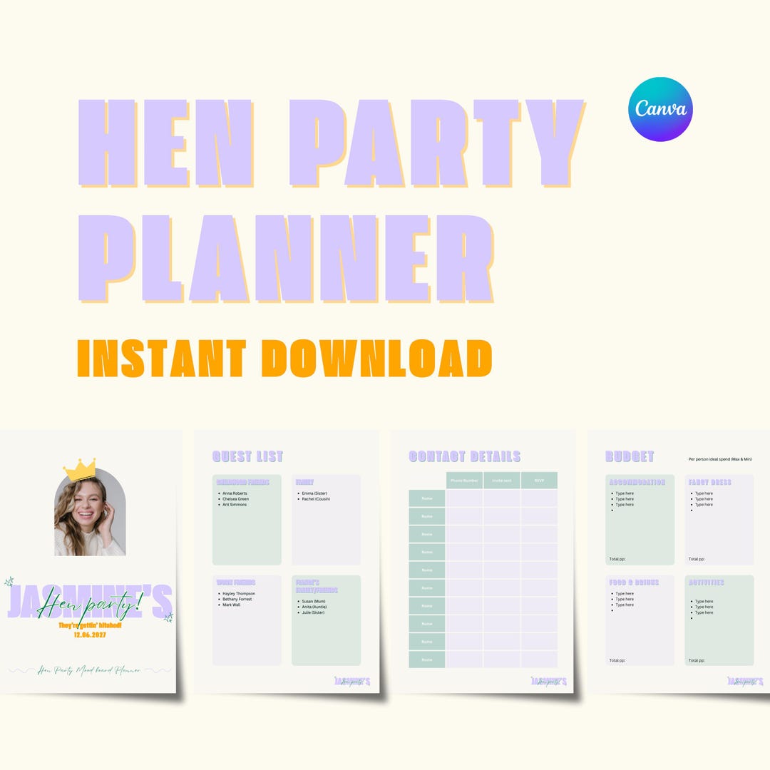 Hen Party Planner Template Mood Board - Etsy