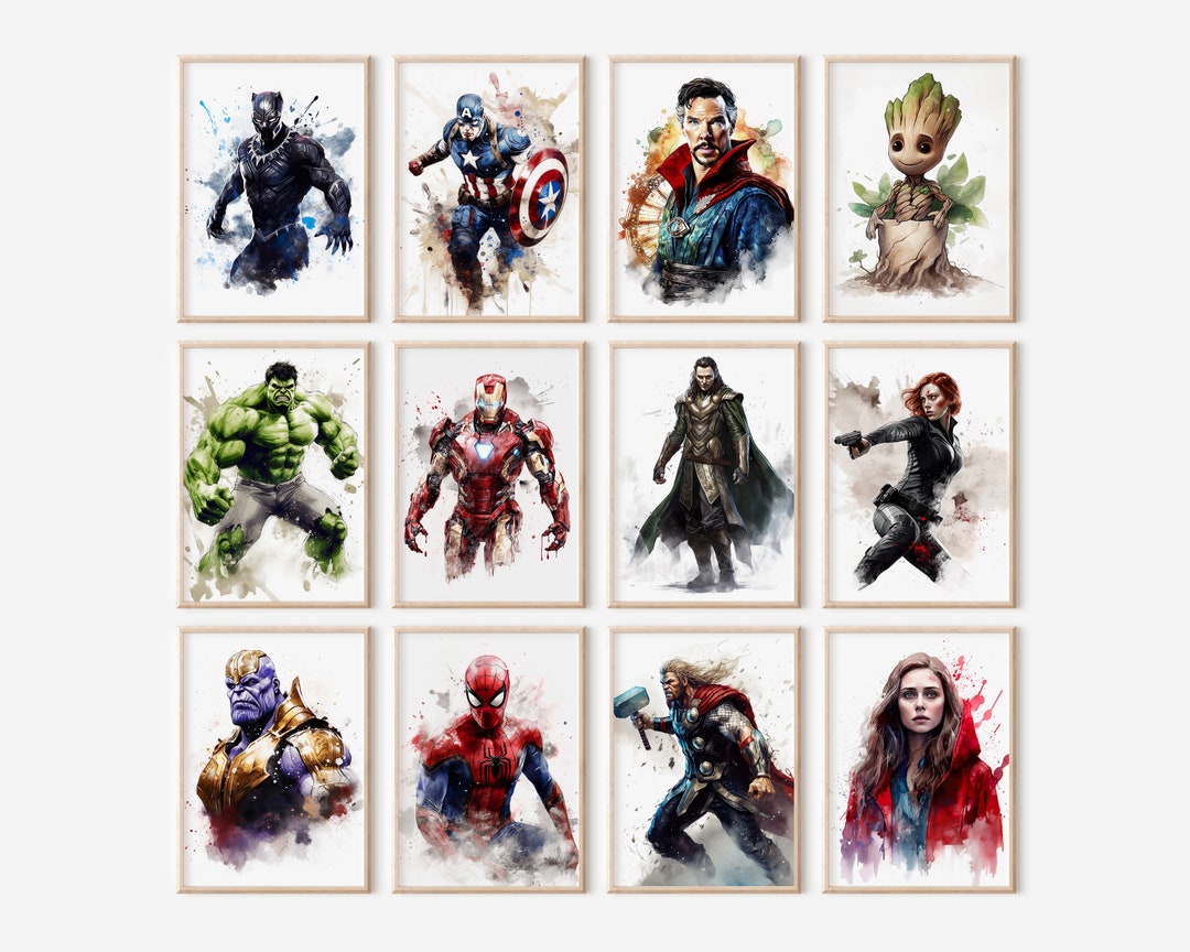 Superhero Printable Set of 12 Superhero Poster Avengers - Etsy Australia