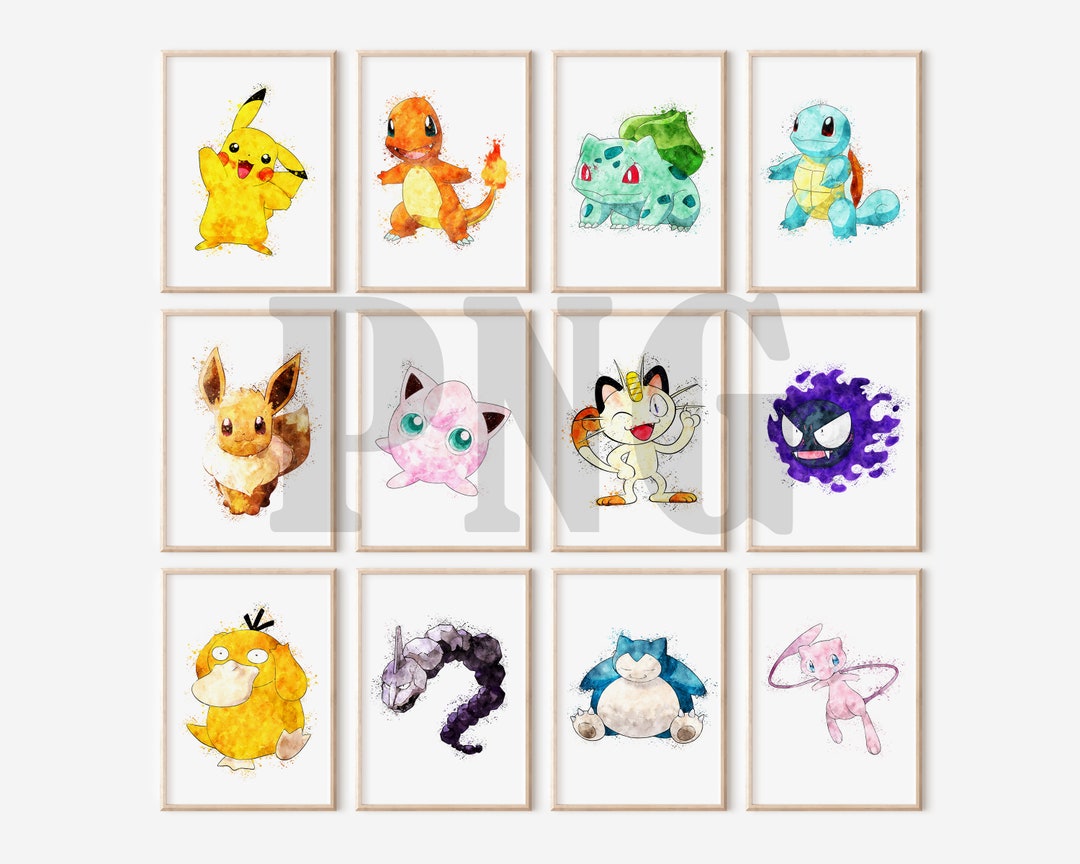Pokemon Printable PNG Set of 12 Gen 1 Characters Pokemon - Etsy UK