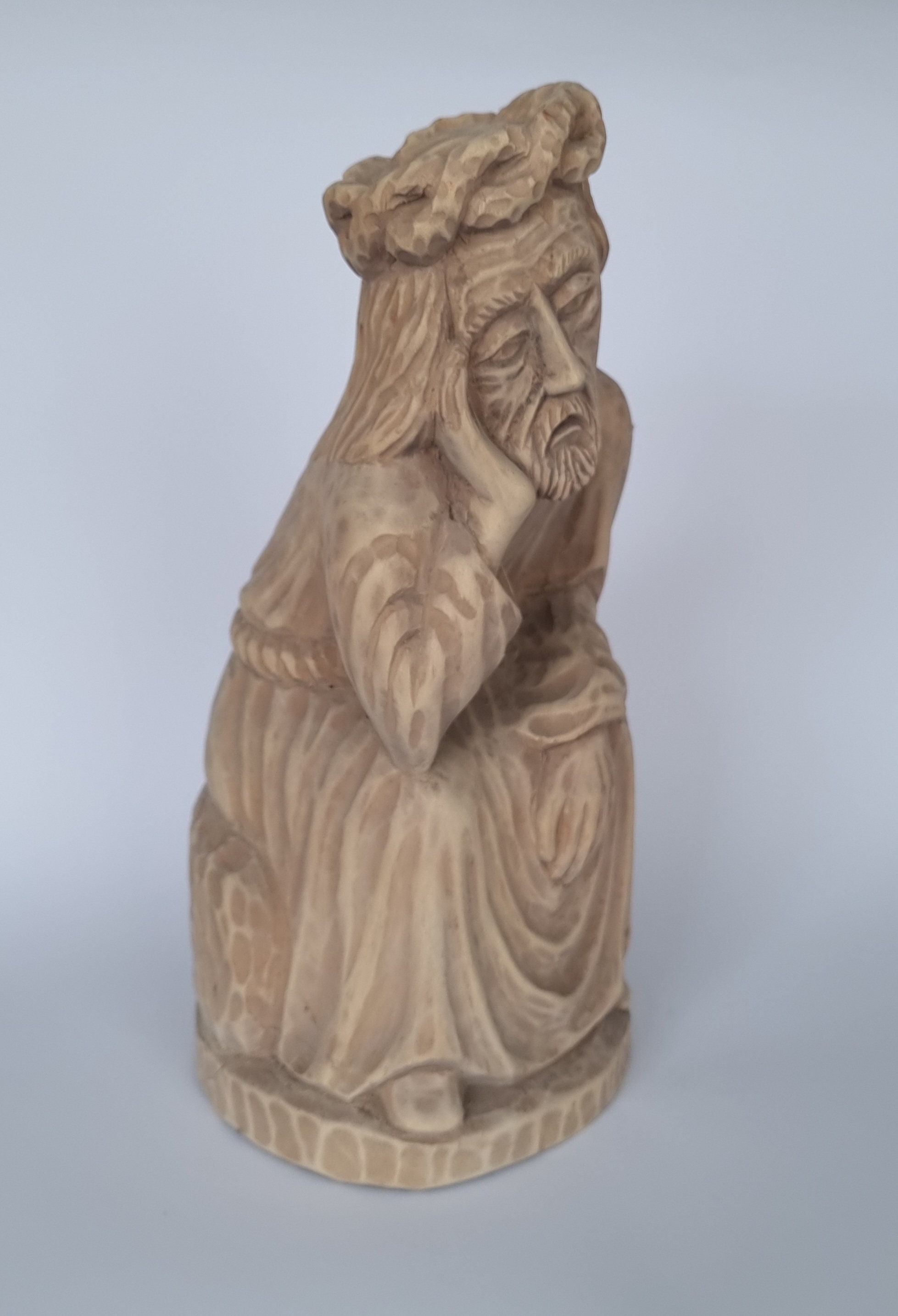 Hand Carved Linden Wood Pensive Christ Sculpture - Etsy