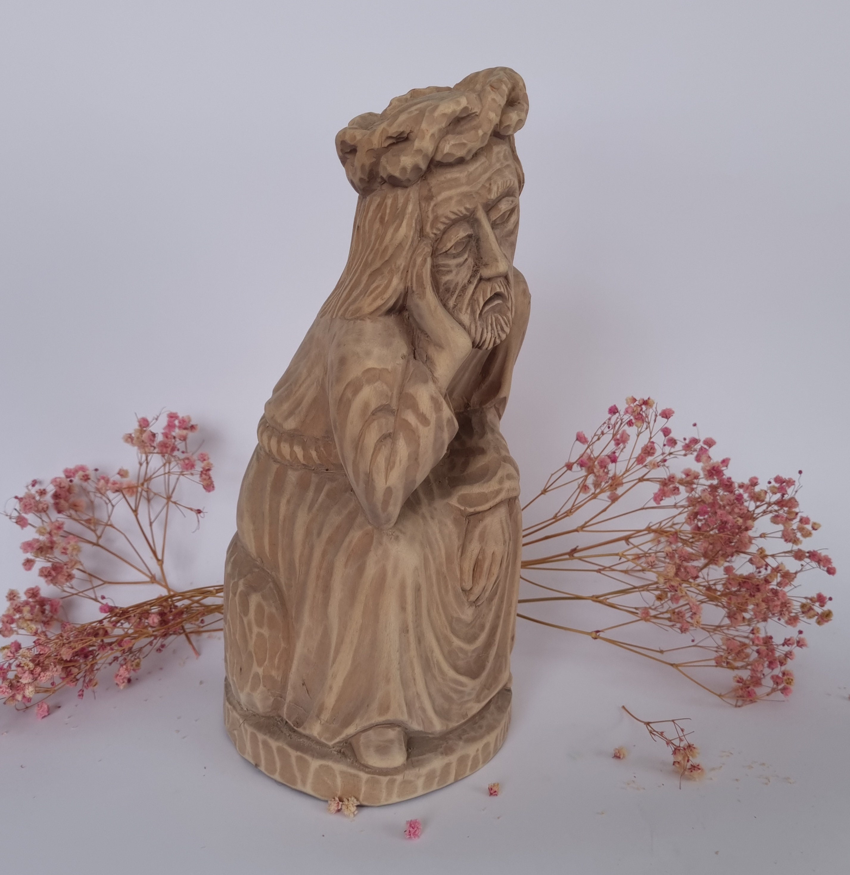 Hand Carved Linden Wood Pensive Christ Sculpture - Etsy