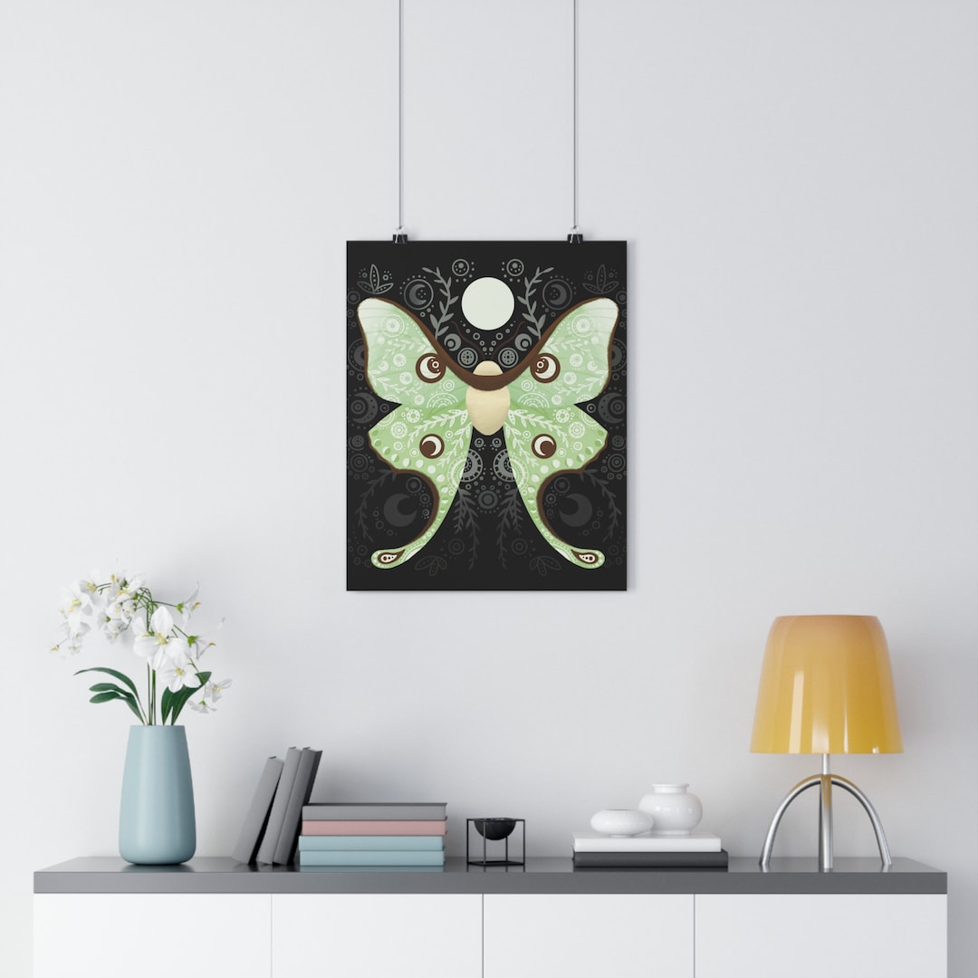 Moon Moth, Luna Moth Moon Phases Giclée Art Print, 16x20 - Etsy
