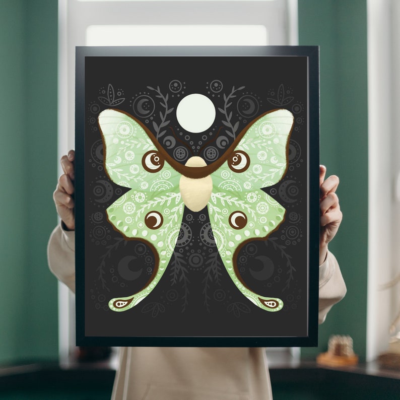 Luna Moth, American Moon Moth, Printable Wall Art, Nature Painting ...