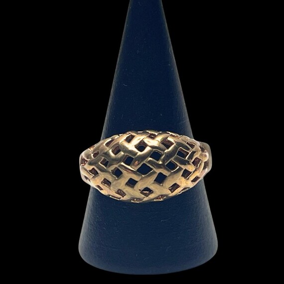 Yellow Gold Band Basketweave Ring Vintage New Old Sto… - Gem