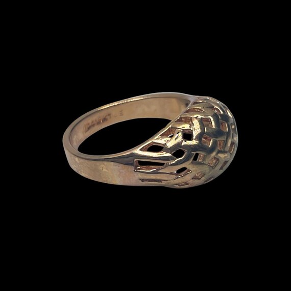 Yellow Gold Band Basketweave Ring Vintage New Old Sto… - Gem