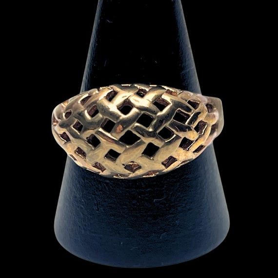 Yellow Gold Band Basketweave Ring Vintage New Old Sto… - Gem