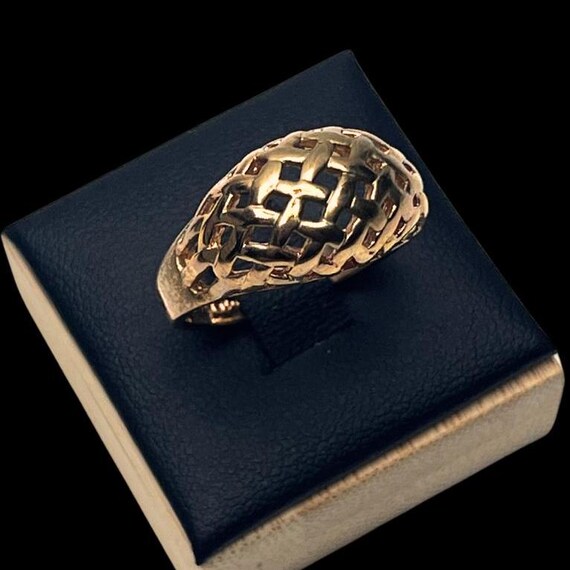 Yellow Gold Band Basketweave Ring Vintage New Old Sto… - Gem