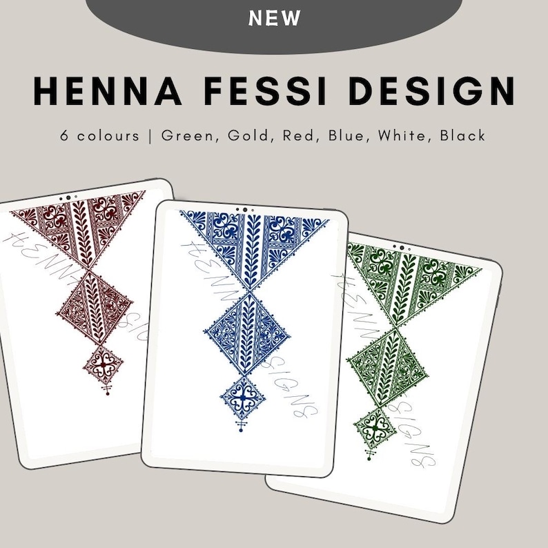 Henna Fessi Design Green, Gold, Red, Blue, White & Black PNG - Etsy