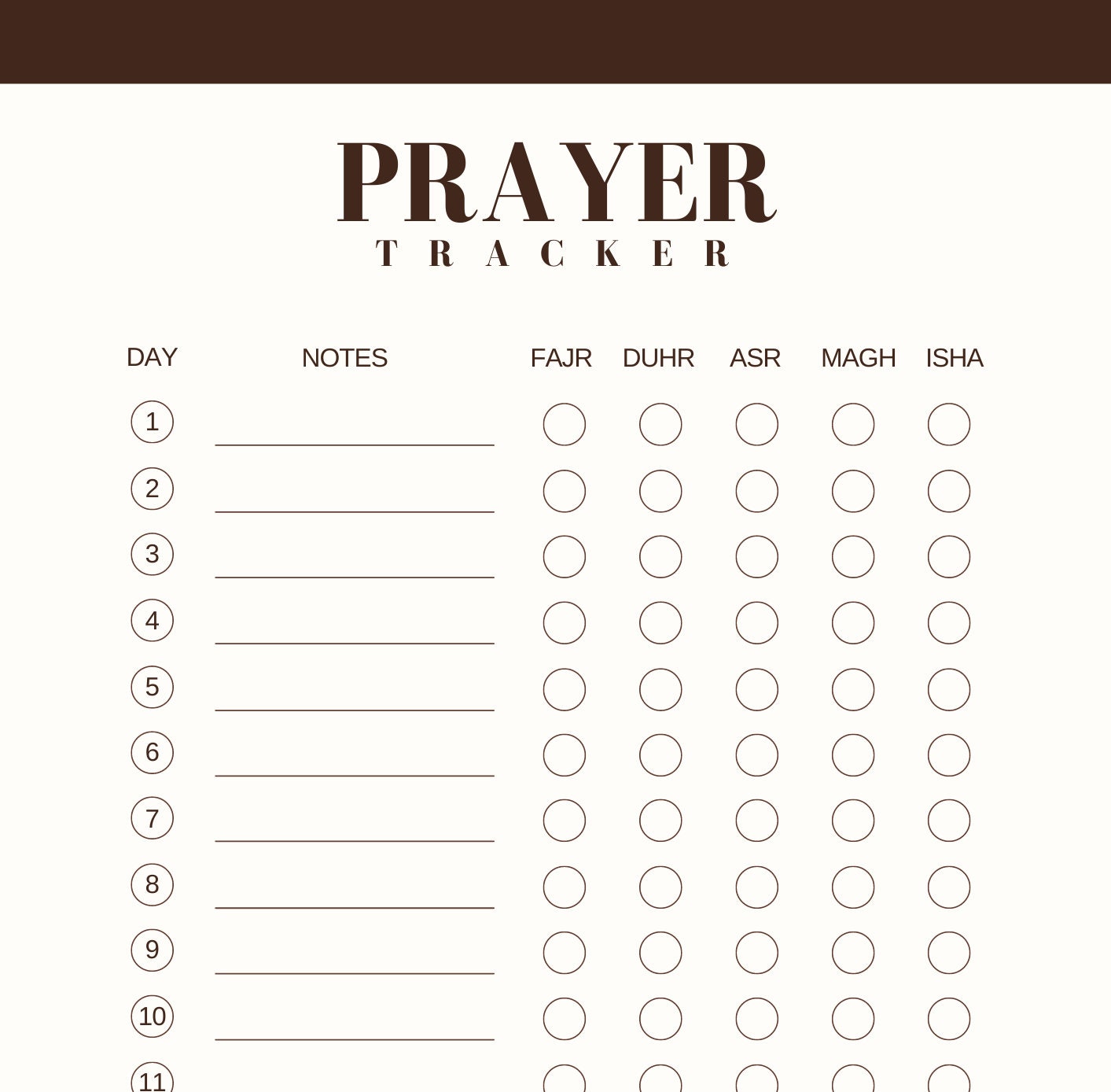 30 Days Salah / Prayer Tracker - Pray Your Salah 5 Times A Day - Simple ...