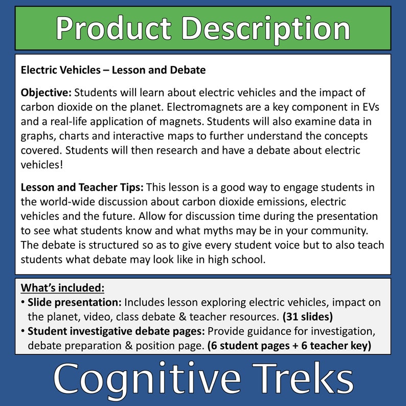 Electric Cars (vehicles) Lesson and Investigative Debate | Energy and ...