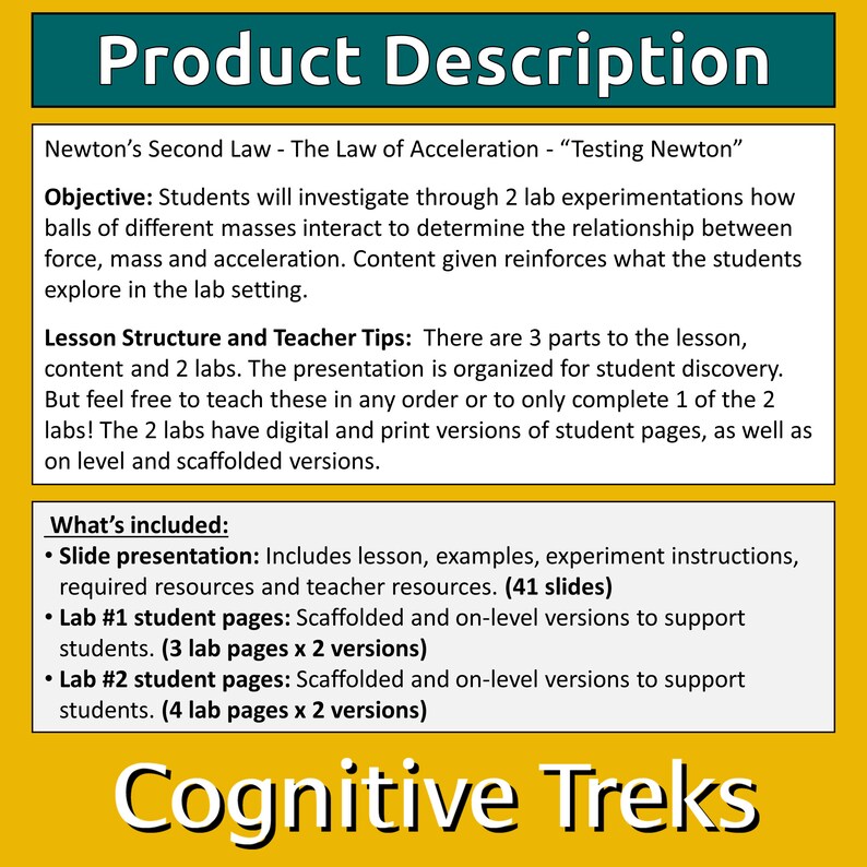 Physics Lab Newtons Second Law of Motion acceleration - Etsy