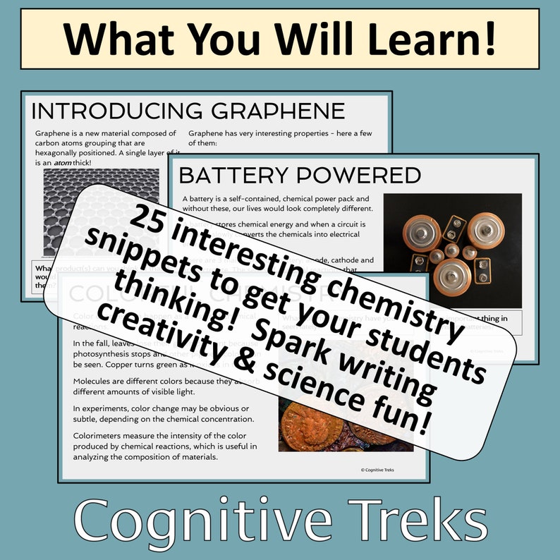 Chemistry Writing Prompts | 25 Science Snippets | Warm Ups | Science ...