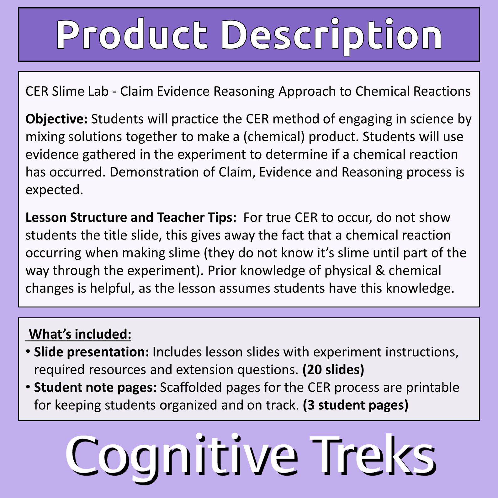 CER Slime Lab Chemistry Experiment | Physical & Chemical Changes ...