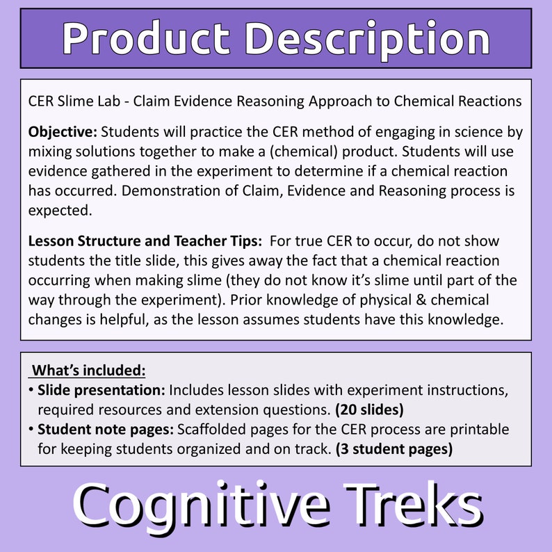 CER Slime Lab Chemistry Experiment | Physical & Chemical Changes ...