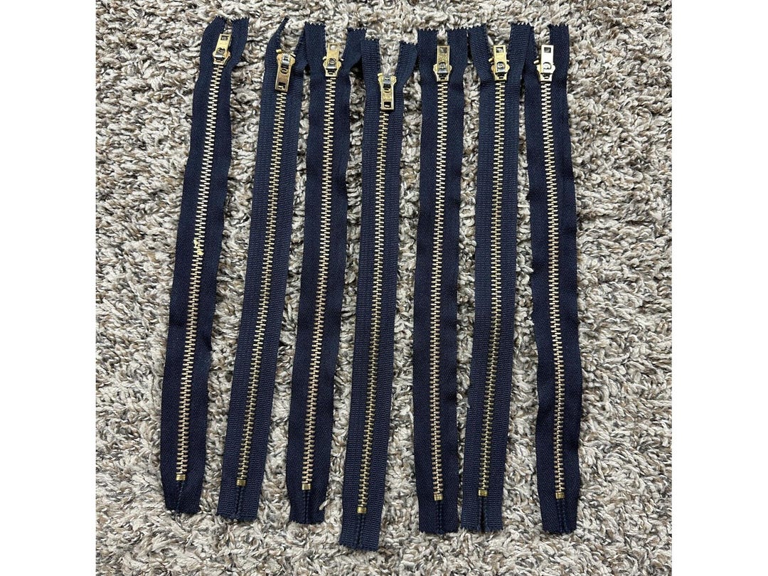 7 Lot Heavy Brass Talon Navy Closed End Metal Lock Zipper 11” USA ...