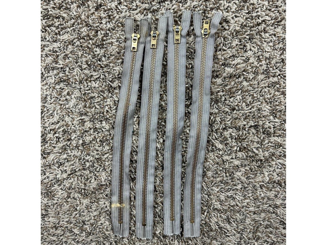 4 Lot Heavy Brass Talon Lt Gray Closed End Metal Lock Zipper 11” USA ...
