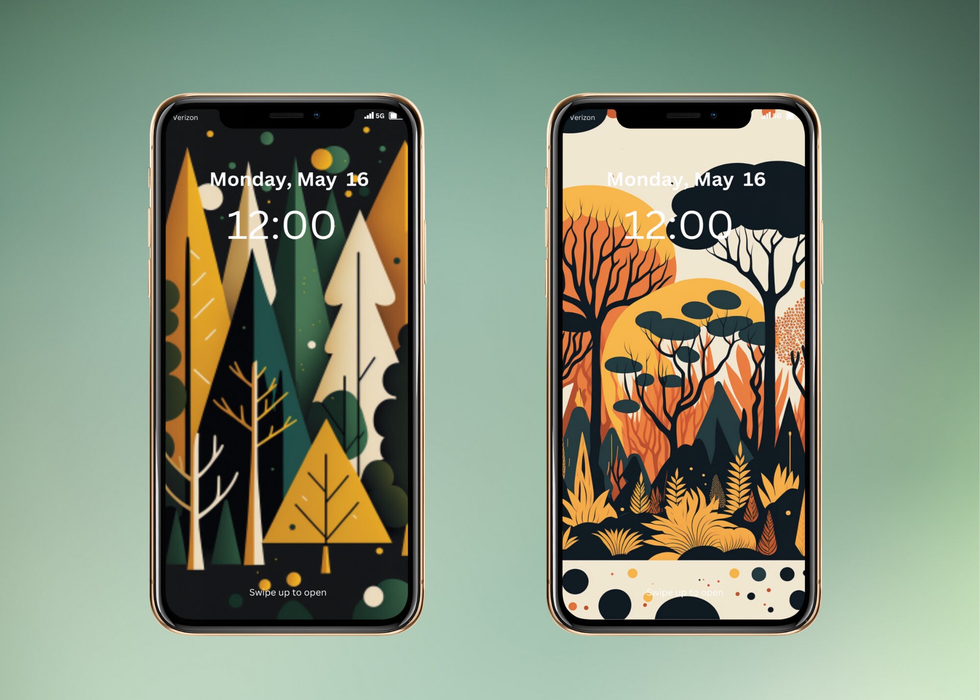 Geometric Trees Wallpaper iPhone 11, 12, 13, 14, Promax Nature Vibes ...