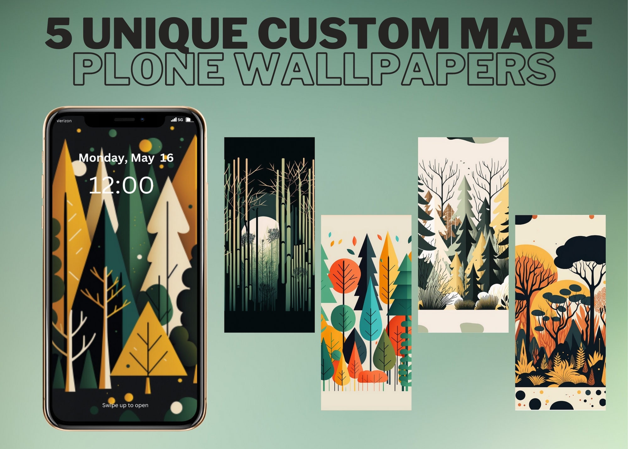 Geometric Trees Wallpaper iPhone 11, 12, 13, 14, Promax Nature Vibes ...
