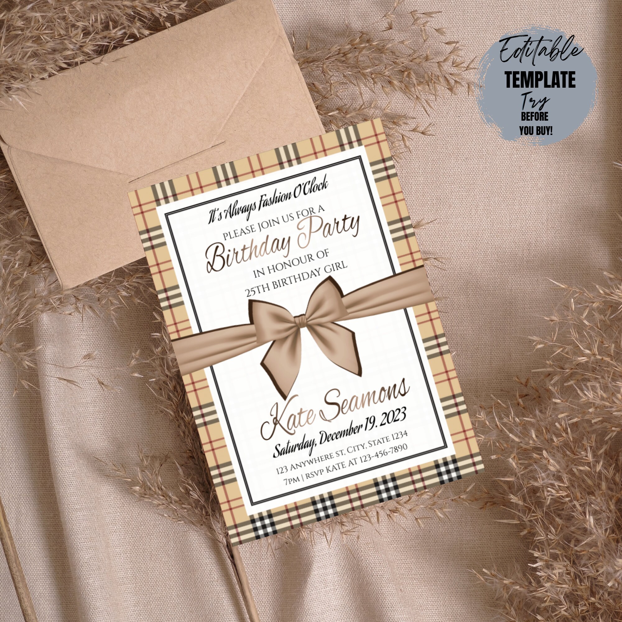 Classy & Chic Birthday Party Invitation Template for Her, Designer ...