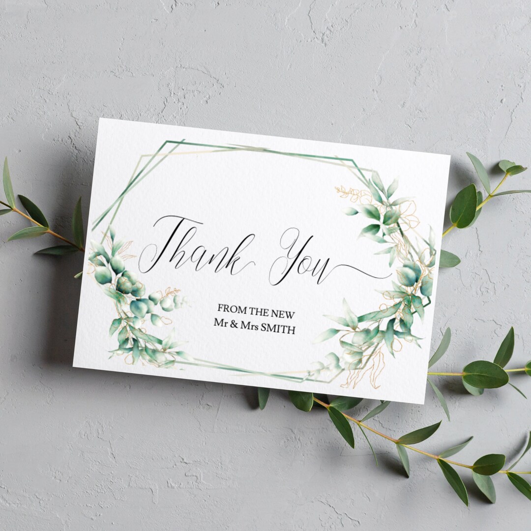 Greenery Thank You Card, Thank You Card Printable, Thank You Card ...