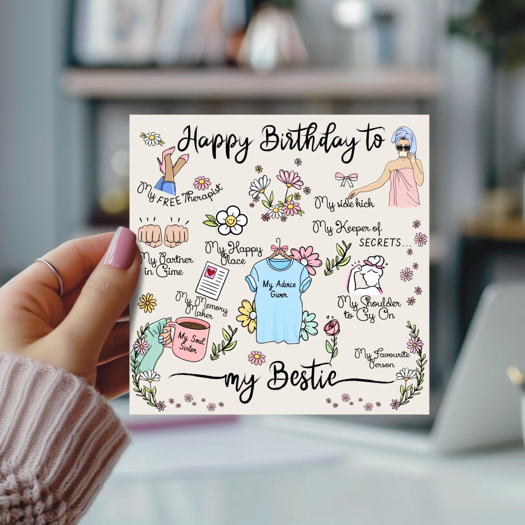 My Bestie Birthday Card - My Sidekick, My Happy Place, My Partner in ...