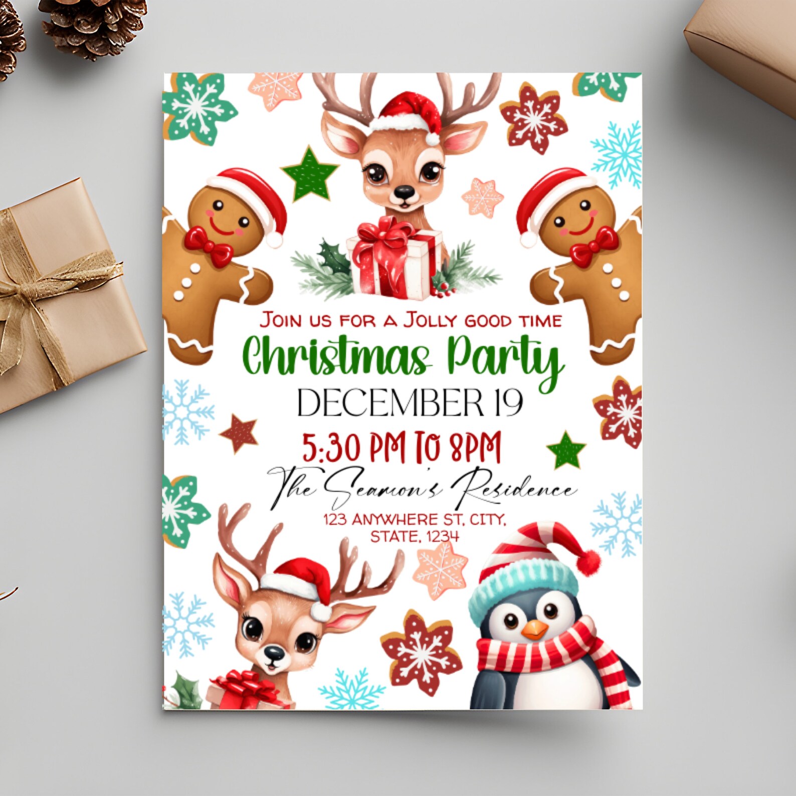 Editable Reindeer Christmas Invitation | Christmas Party | Making ...