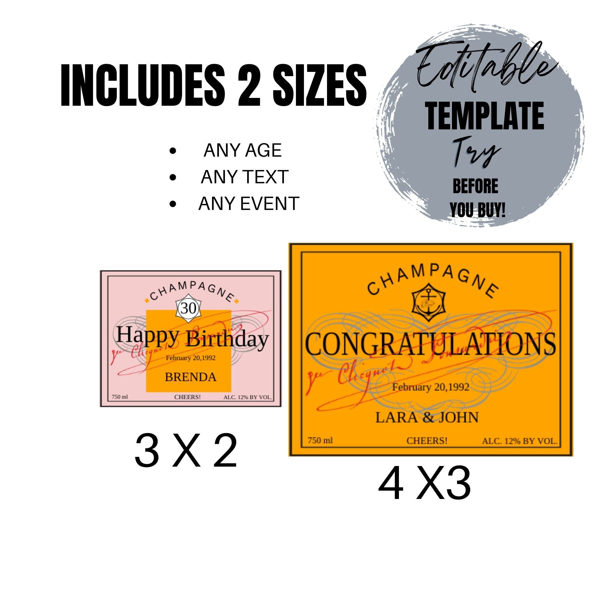 Printable Custom Champagne Label Digital Download Champagne - Etsy