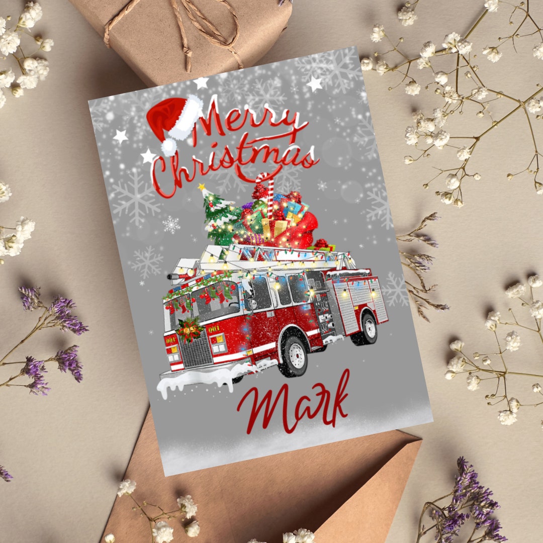 Personalised Christmas Card for Firefighter Christmas Card Firefighter ...