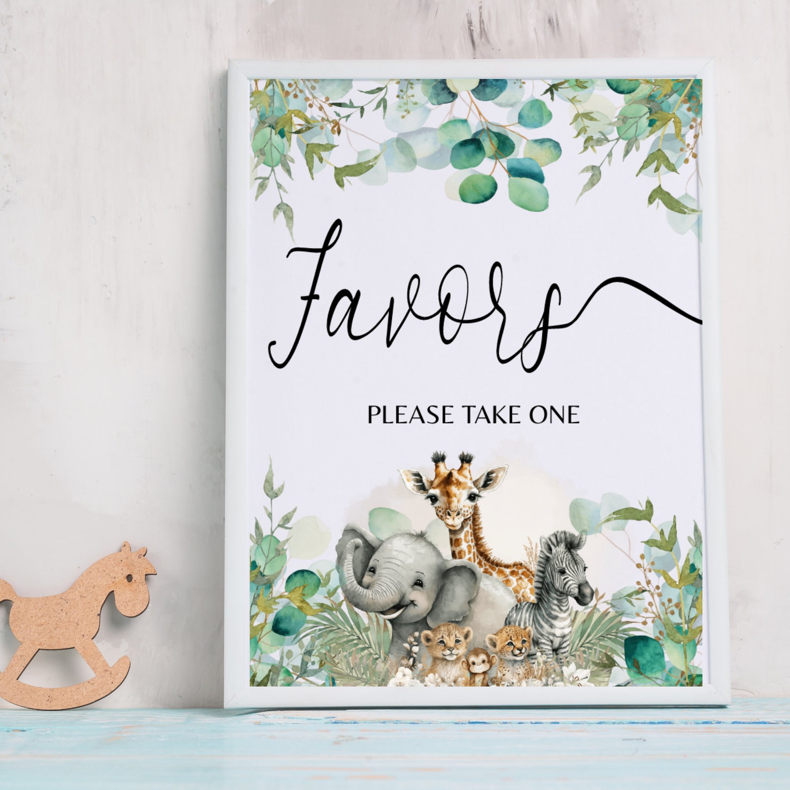 Favors Sign Greenery Safari Jungle Baby Shower, Wild One Baby Shower, Favors Sign, Greenery ...