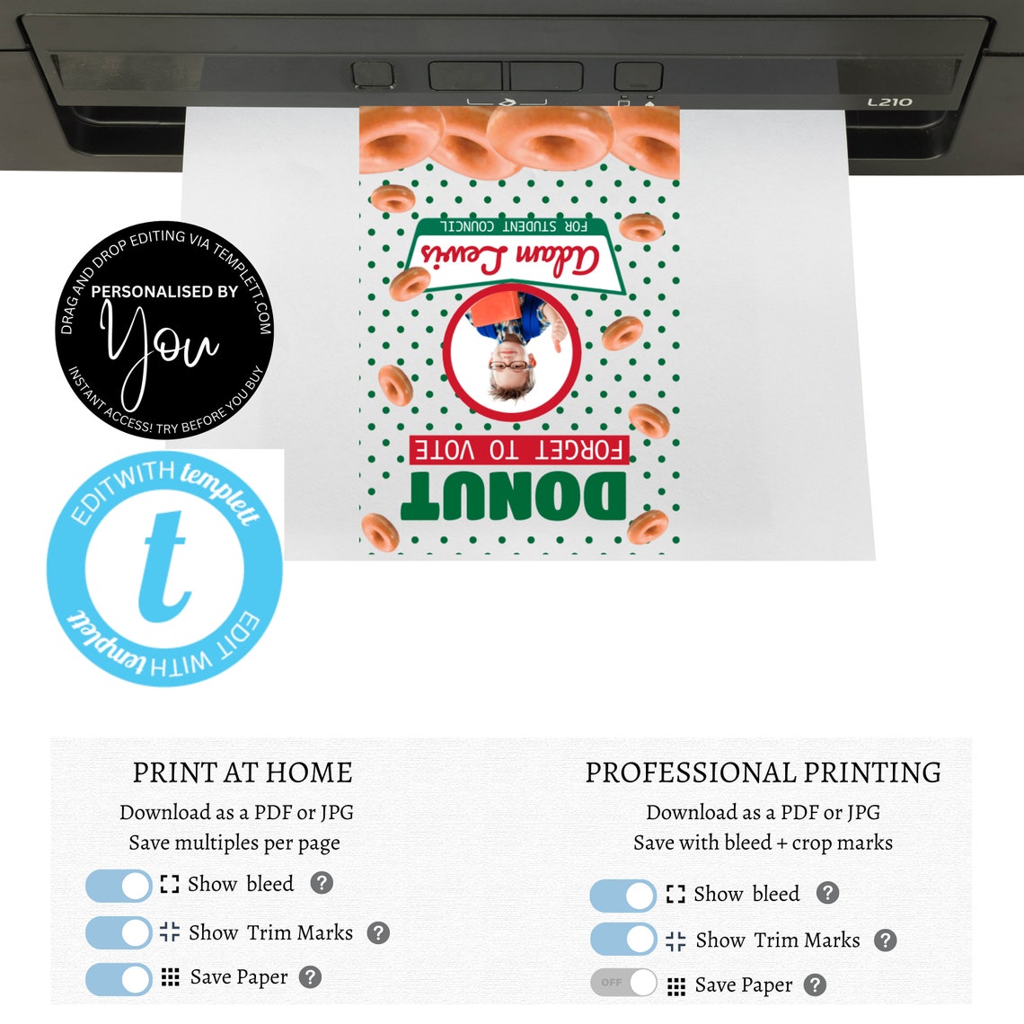 Donut Forget to Vote, Homecoming Queen Poster Sign, Class President ...