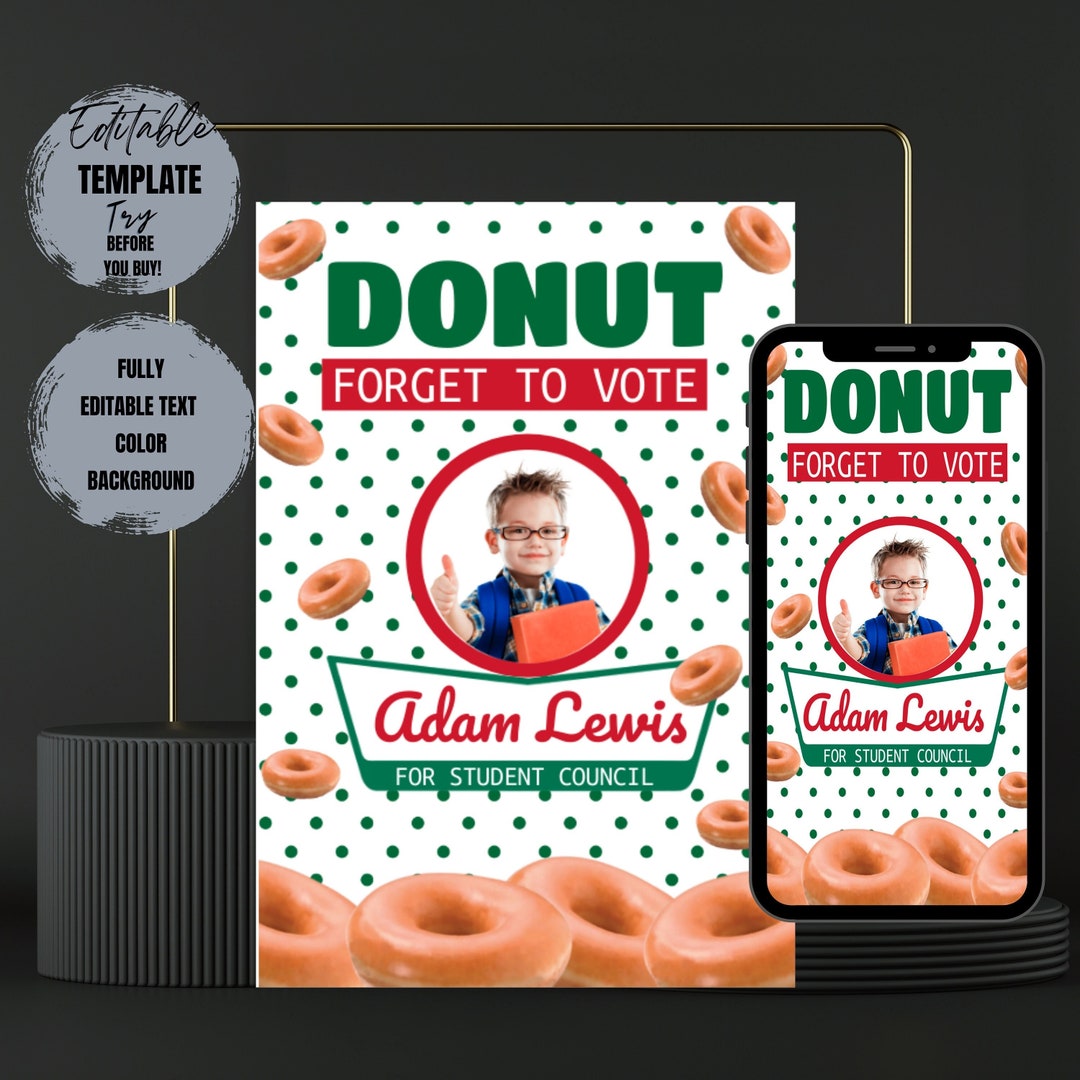 Donut Forget to Vote, Homecoming Queen Poster Sign, Class President ...