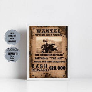 Wanted Birthday Sign, Wanted Birthday Poster, Cowboy Party, Cowboy ...