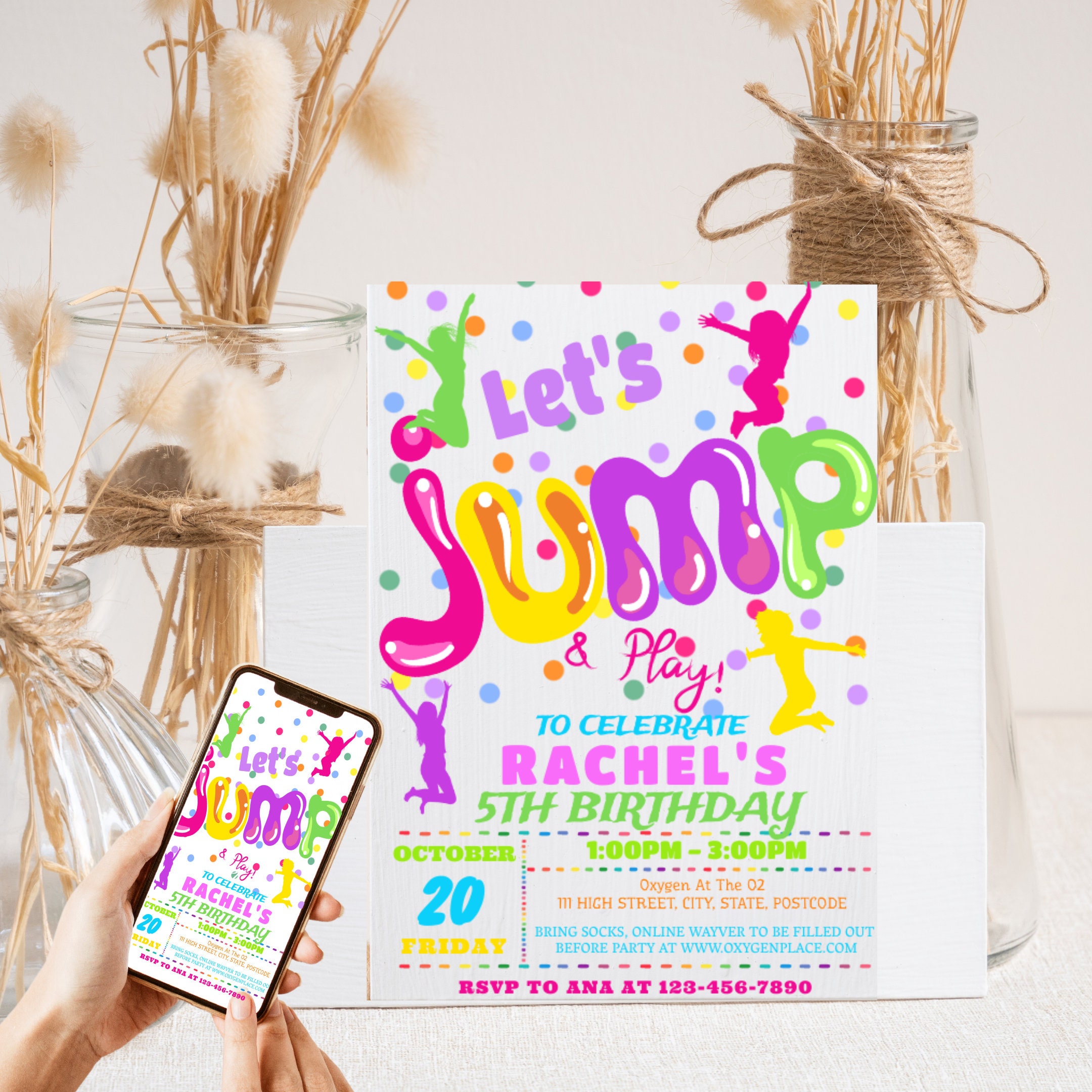 Jump Invitation Editable Jump Birthday Invite Trampoline Party - Etsy
